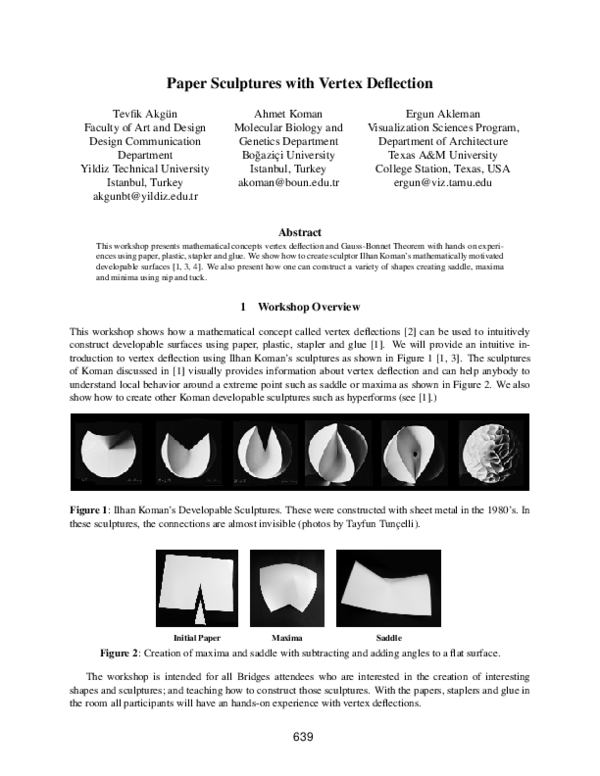 (PDF) Paper Sculptures with Vertex Deflection