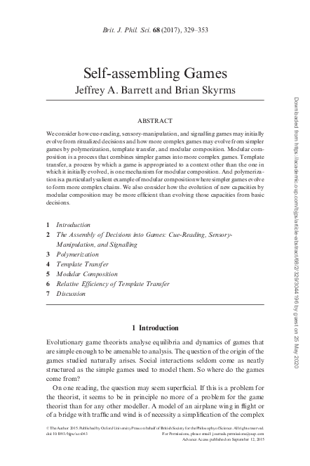(PDF) Self-assembling Games