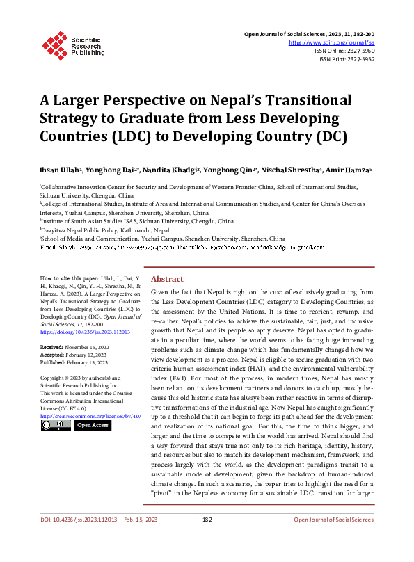 (PDF) A Larger Perspective on Nepal’s Transitional Strategy to Graduate from Less Developing ...