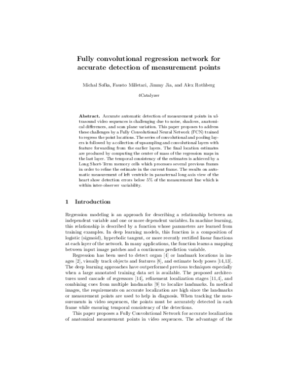 Pdf Fully Convolutional Regression Network For Accurate Detection Of