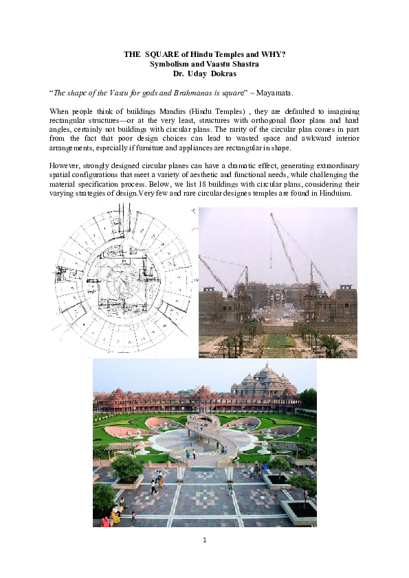 (DOC) THE SQUARE PLAN of Hindu Temples and WHY