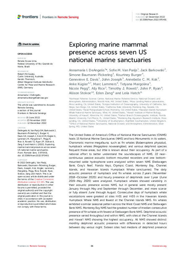 (PDF) Exploring marine mammal presence across seven US national marine ...