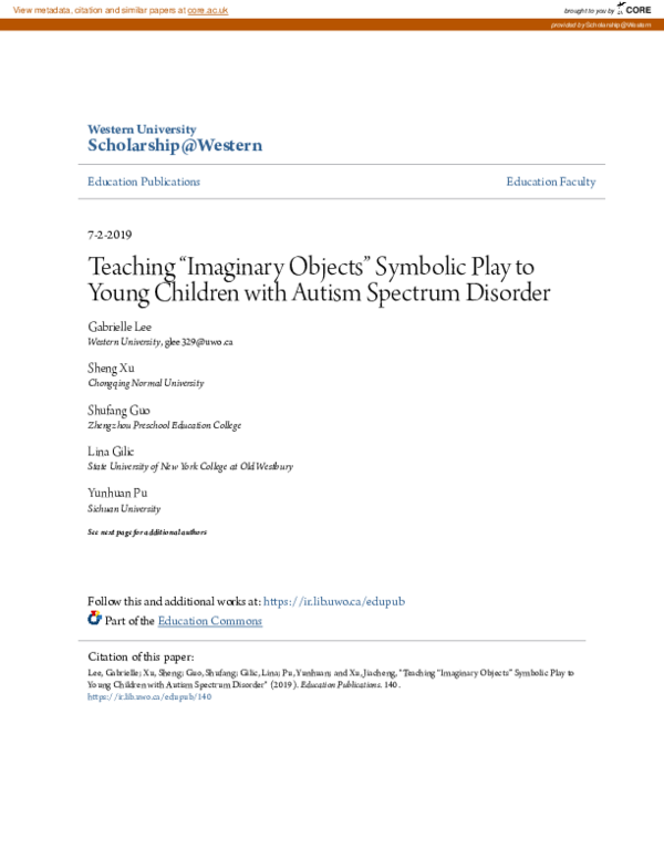 (PDF) Teaching “Imaginary Objects” Symbolic Play to Young Children with ...