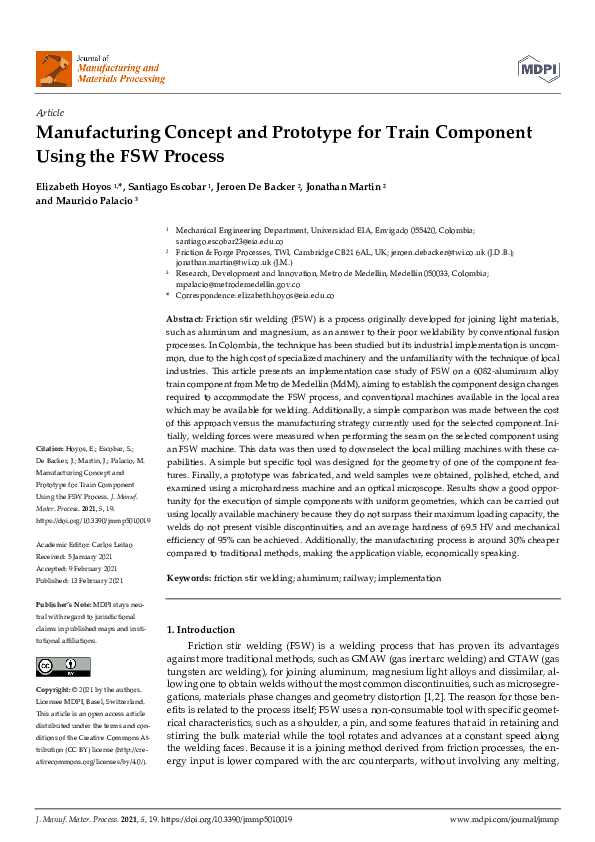 (PDF) Manufacturing Concept and Prototype for Train Component Using the ...