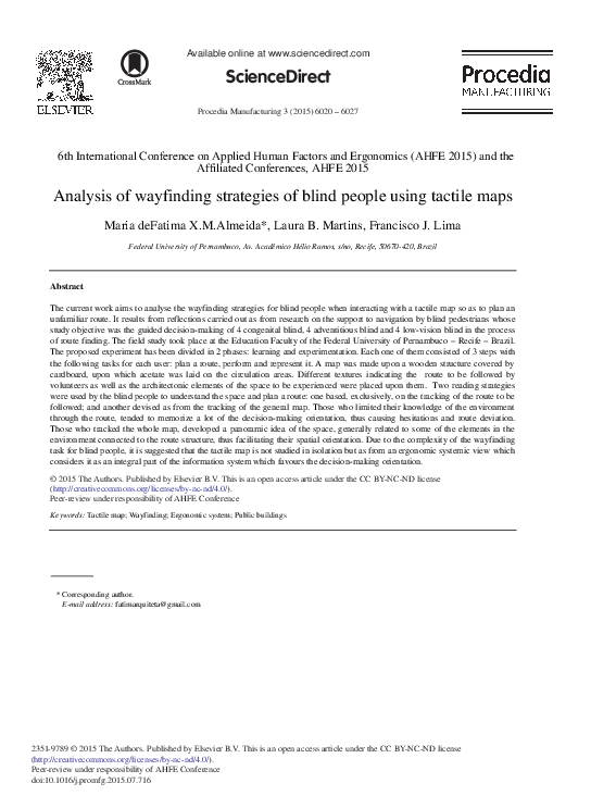 (PDF) Analysis of Wayfinding Strategies of Blind People Using Tactile Maps