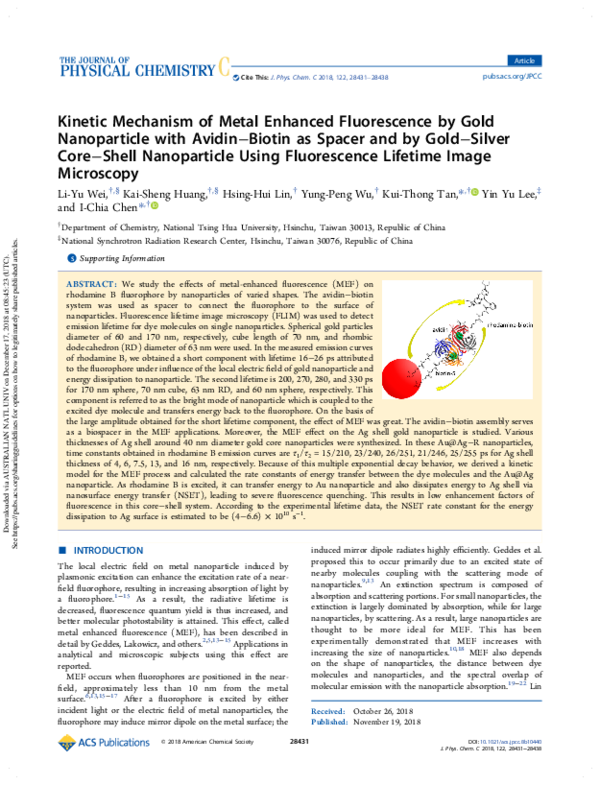 (PDF) Kinetic Mechanism of Metal Enhanced Fluorescence by Gold ...
