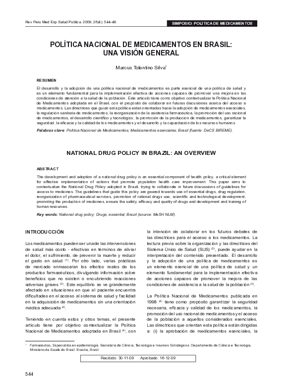 (PDF) Pol tica Nacional De Medicamentos en Brasil: Una Visi n General