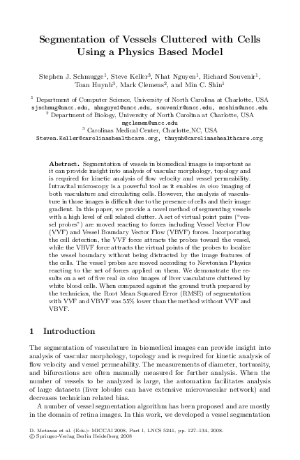 (PDF) Segmentation of Vessels Cluttered with Cells Using a Physics ...