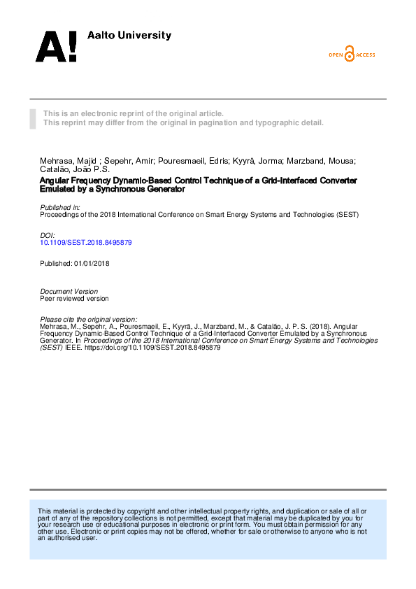 Pdf Angular Frequency Dynamic Based Control Technique Of A Grid
