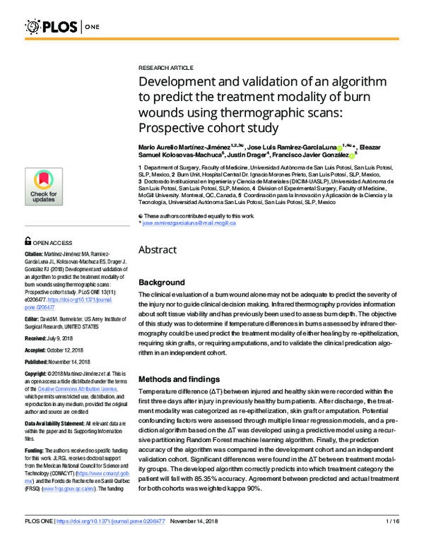 (PDF) Development and validation of an algorithm to predict the treatment modality of burn ...