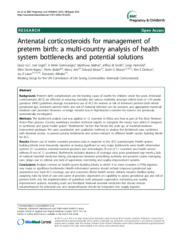 (PDF) Antenatal corticosteroids for management of preterm birth: a ...
