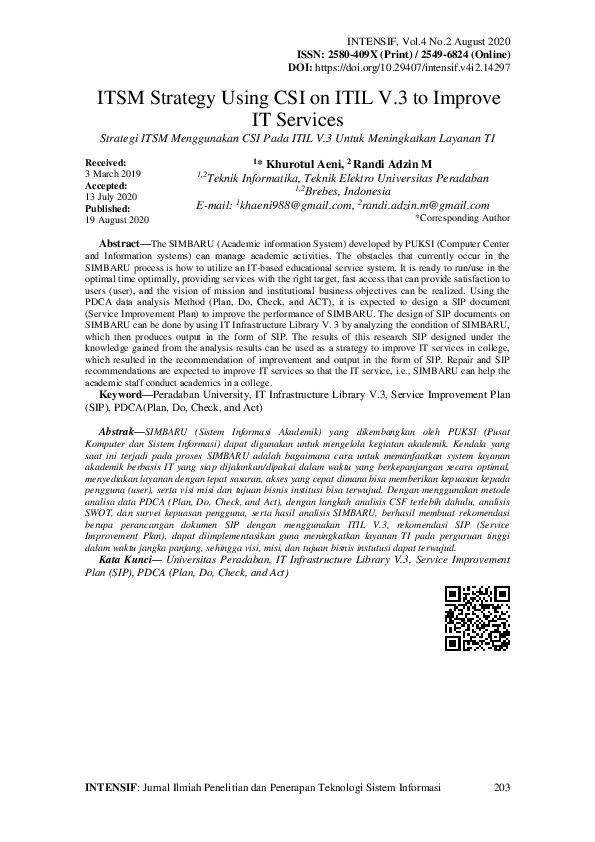 (PDF) ITSM Strategy Using CSI on ITIL V.3 To Improve IT Services