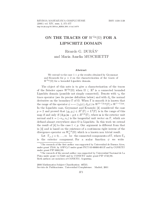 (PDF) On the traces of w2,p() for a lipschitz domain