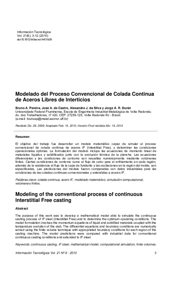 (PDF) Modelado del Proceso Convencional de Colada Continua de Aceros ...