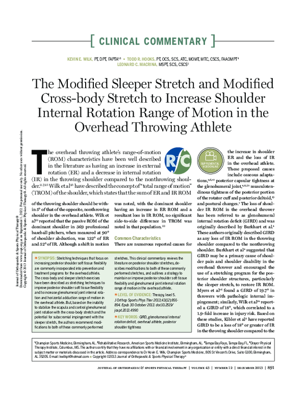 (PDF) The Modified Sleeper Stretch and Modified Cross-body Stretch to ...