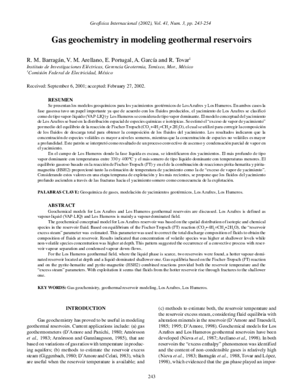 (PDF) Gas geochemistry in modeling geothermal reservoirs