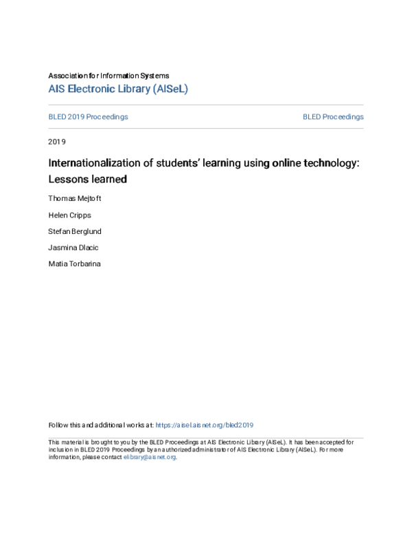 (PDF) Internationalization of students’ learning using online ...