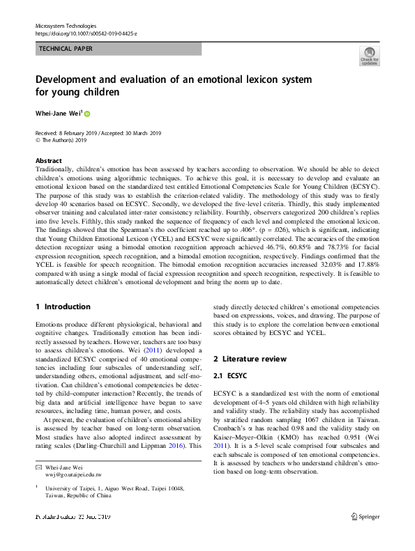 (PDF) Emotional Development in Young Children