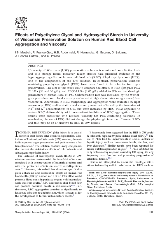 (PDF) Effects of Polyethylene Glycol and Hydroxyethyl Starch in ...