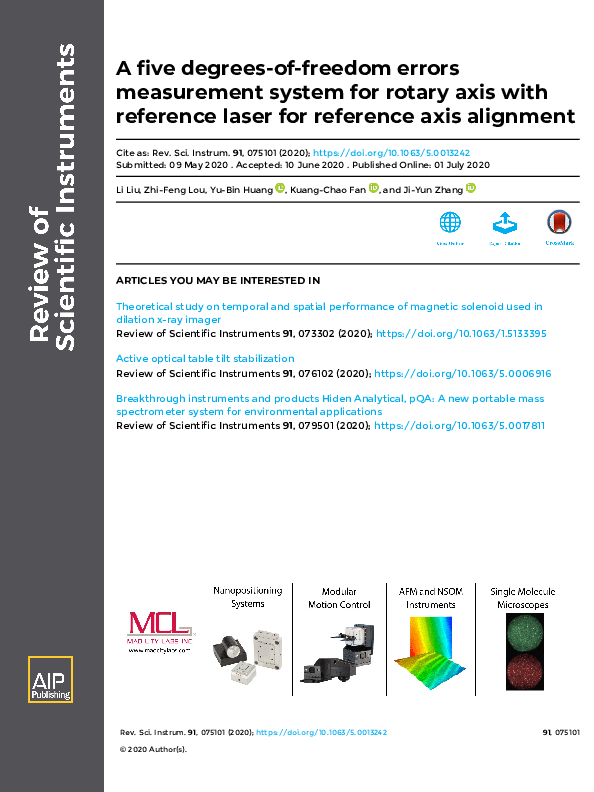 Pdf A Five Degrees Of Freedom Errors Measurement System For Rotary