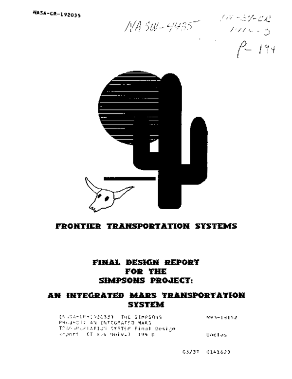 (PDF) The SIMPSONS project: An integrated Mars transportation system
