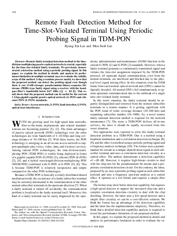 (PDF) Remote Fault Detection Method for Time-Slot-Violated Terminal Using Periodic Probing ...