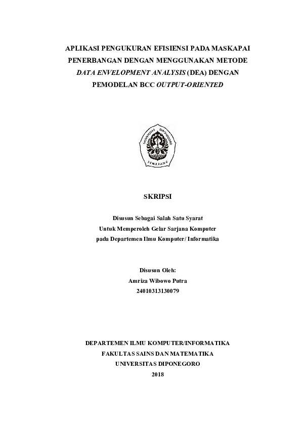 (PDF) Aplikasi Pengukuran Efisiensi Pada Maskapaipenerbangan Dengan ...