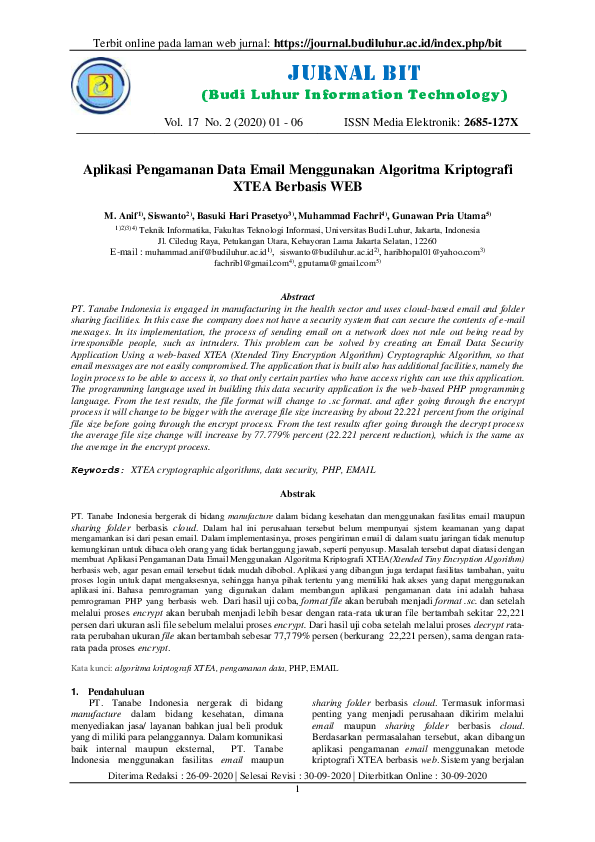 (PDF) Aplikasi Pengamanan Data Email Menggunakan Algoritma Kriptografi ...