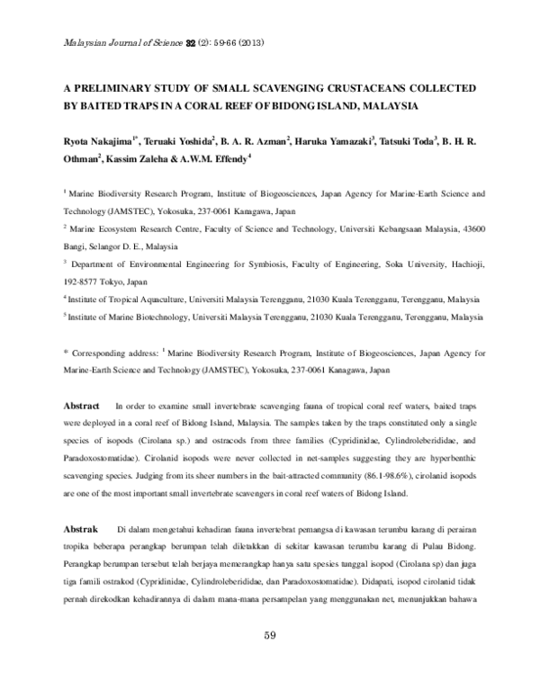 (PDF) A Preliminary Study of Small Scavenging Crustaceans Collected by ...