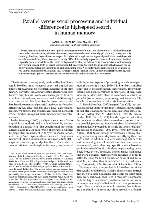 (PDF) Parallel versus serial processing and individual differences in ...