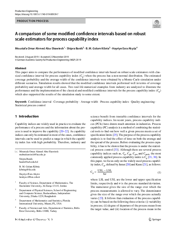 Pdf A Comparison Of Some Modified Confidence Intervals Based On