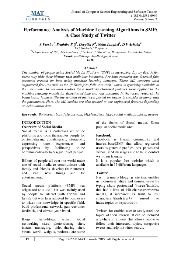 (PDF) Performance Analysis of Machine Learning Algorithms in SMP: A ...