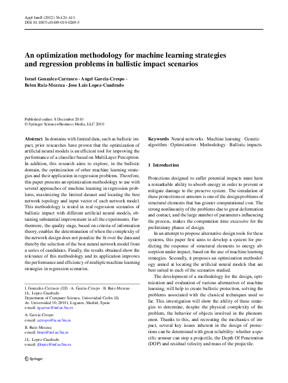 (PDF) An optimization methodology for machine learning strategies and ...