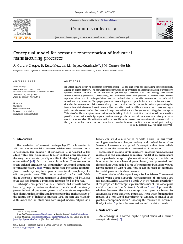 (PDF) Conceptual model for semantic representation of industrial manufacturing processes | Jose ...