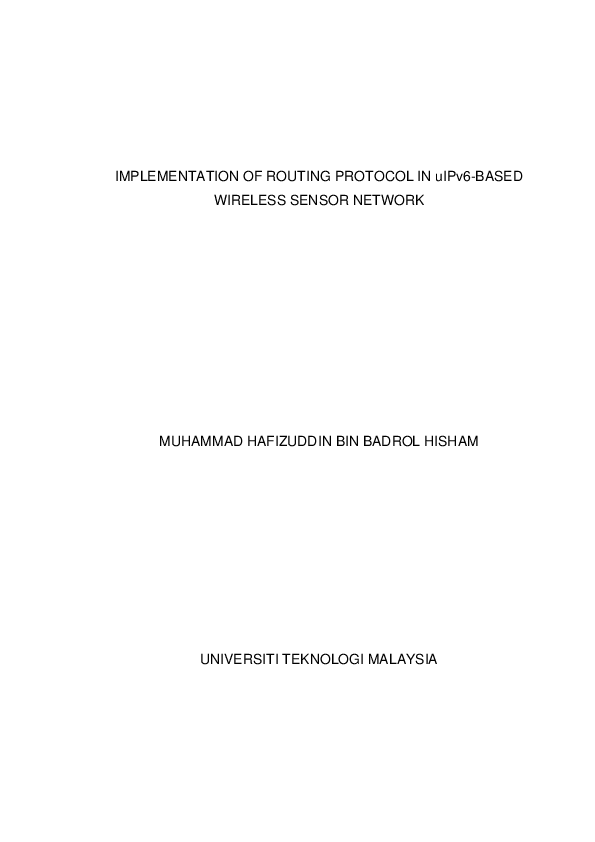 Pdf Implementation Of Routing Protocol In Uipv6 Based Wireless Sensor Network