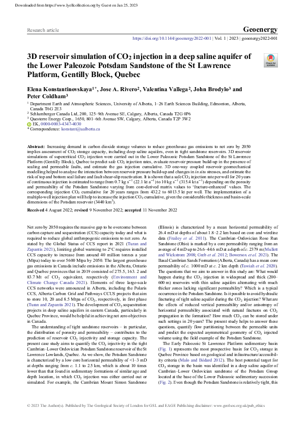 Pdf 3d Reservoir Simulation Of Co 2 Injection In A Deep Saline Aquifer Of The Lower Paleozoic