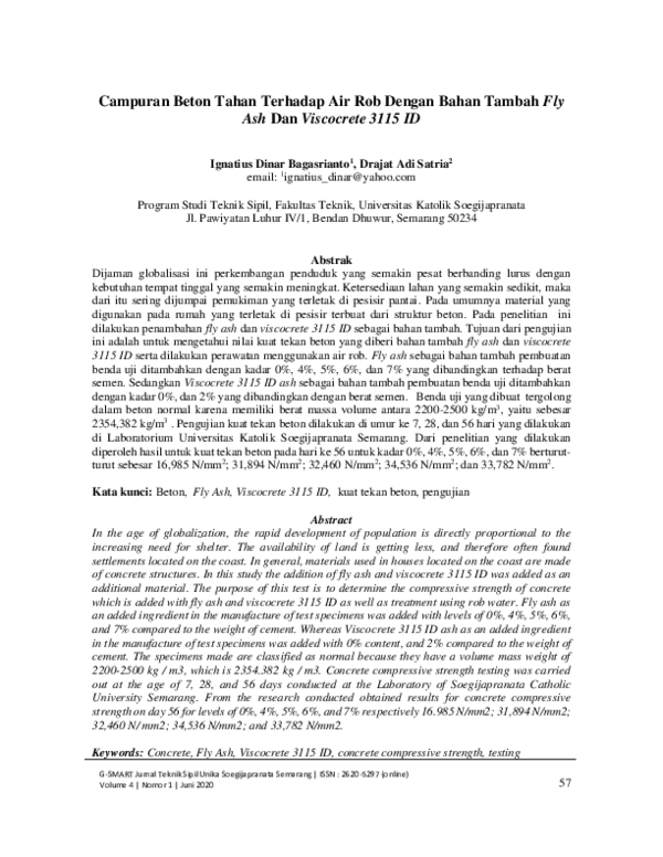 (PDF) Campuran Beton Tahan Terhadap Air Rob Dengan Bahan Tambah Fly Ash Dan Viscocrete 3115 ID ...
