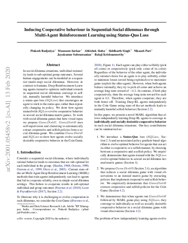 (PDF) Inducing Cooperative behaviour in Sequential-Social dilemmas through Multi-Agent ...