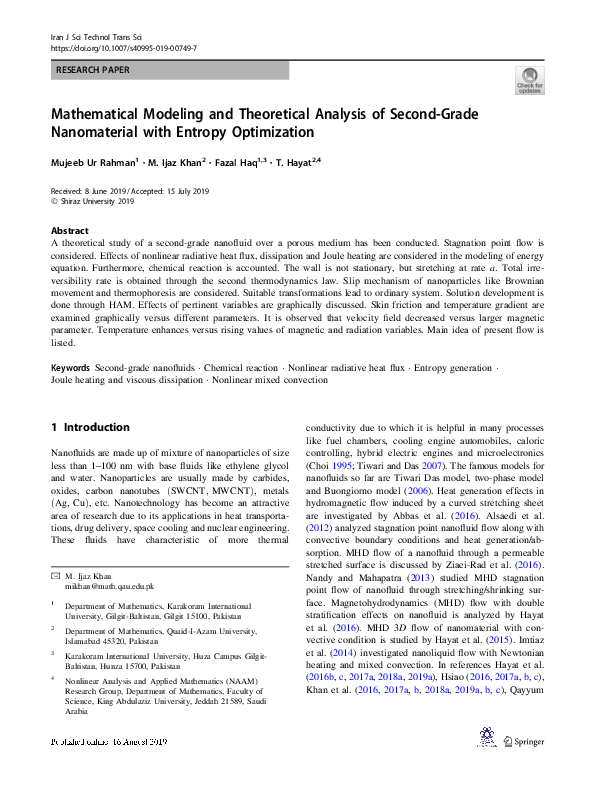 (PDF) Mathematical Modeling and Theoretical Analysis of Second-Grade ...