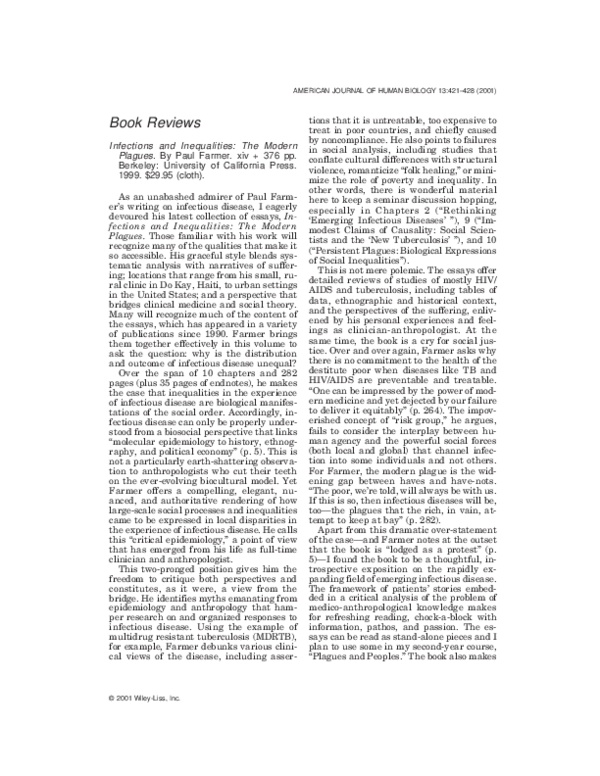 (PDF) Infections and inequalities: The modern plagues
