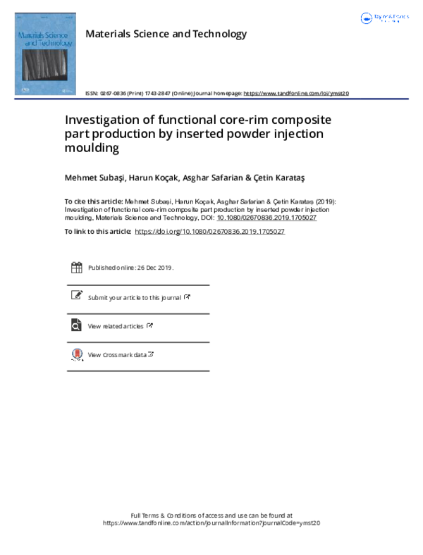 (PDF) Investigation of functional core-rim composite part production by ...