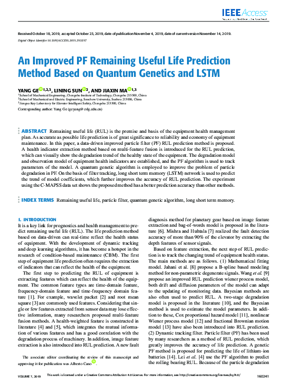 Pdf An Improved Pf Remaining Useful Life Prediction Method Based On Quantum Genetics And Lstm