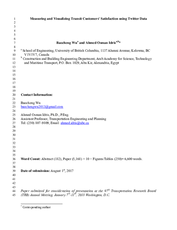 (PDF) Measuring and Visualizing Transit Customers’ Satisfaction Using ...
