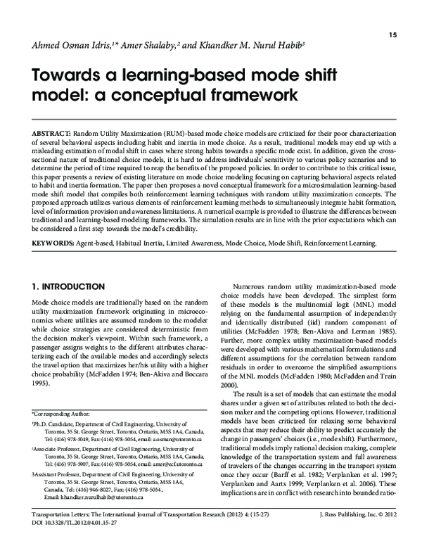 (PDF) Towards a Learning-based Mode Shift Model: A Conceptual Framework