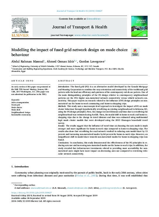 (PDF) Modelling the impact of fused grid network design on mode choice ...