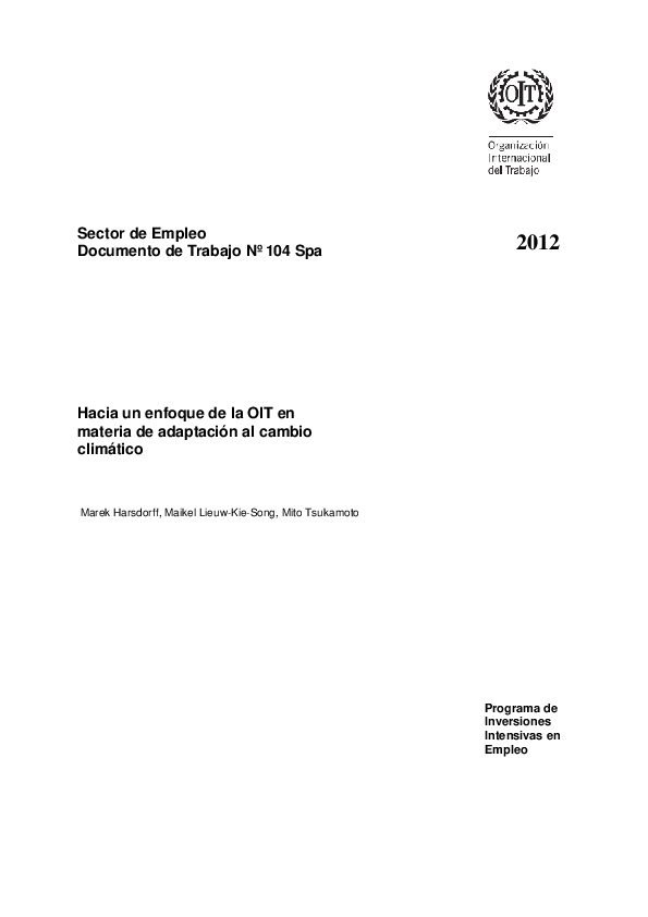 (PDF) Hacia un enfoque de la OIT en materia de adaptación al cambio climático