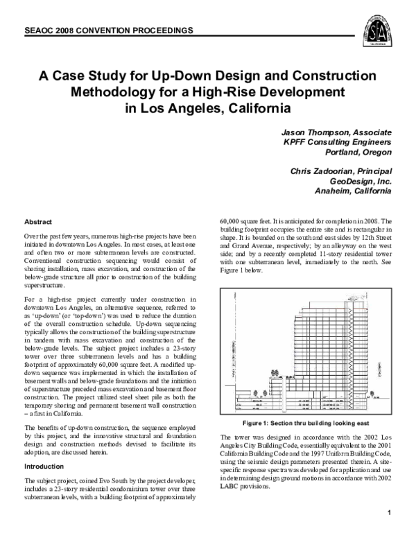 (PDF) A Case Study for Up-Down Design and Construction Methodology for ...
