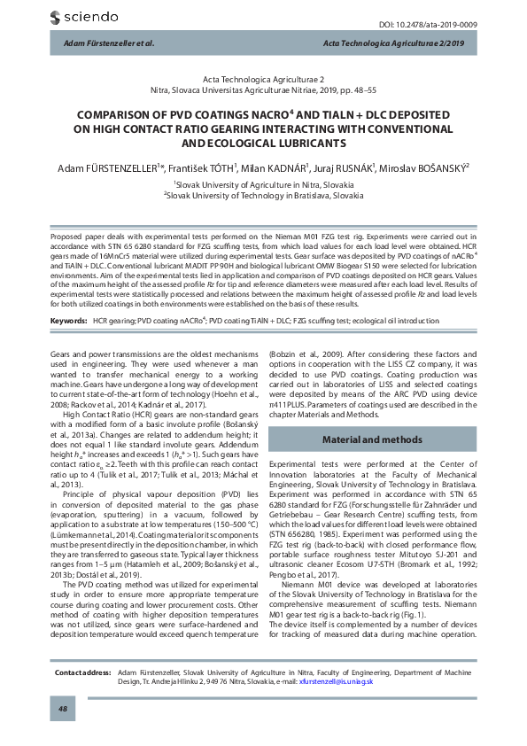 (PDF) Comparison of PVD Coatings Nacro4 and TIALN + DLC Deposited on ...