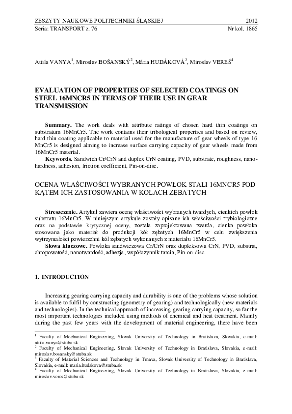 (PDF) Evaluation of Properties of Selected Coatings on Aisi Grade 18Ni ...