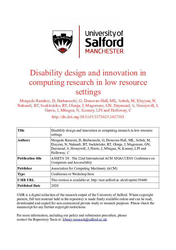 (PDF) Disability design and innovation in computing research in low ...